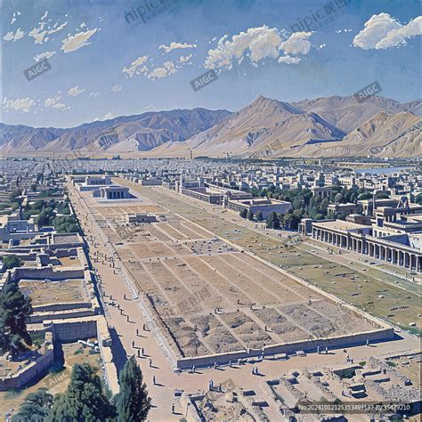 Ai创作图西域都护府数字复原 西域都护府模拟图 内城演兵场俯拍 元中都宫殿复原模型 互市贸易区鸟瞰图 车师前国都城 阿里城市天际线 蒙古帝国