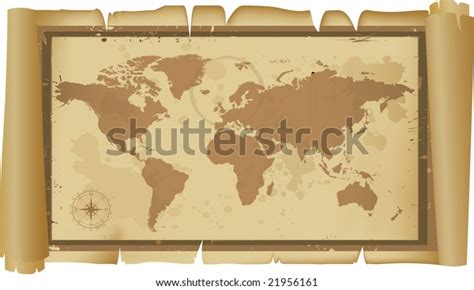 Detailed World Map On Scroll Stock Vector Royalty Free 21956161 Shutterstock