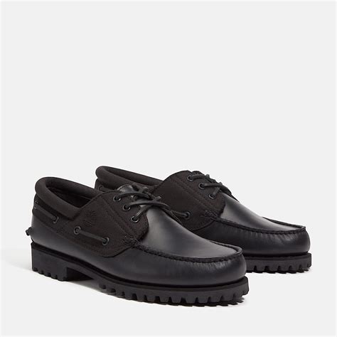 Timberland® Authentic Handsewn 3 Eye Boat Shoe For Men In Black