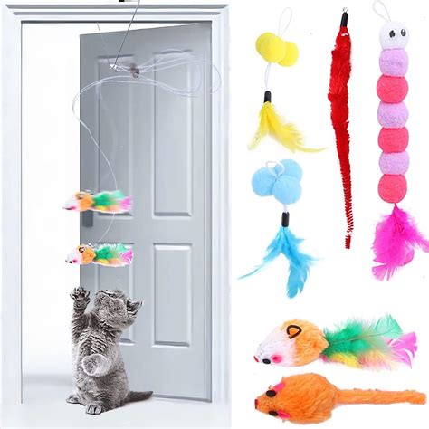 7 Pcs Self Play Hanging Door Cat Toys For Indoor Cats Adult