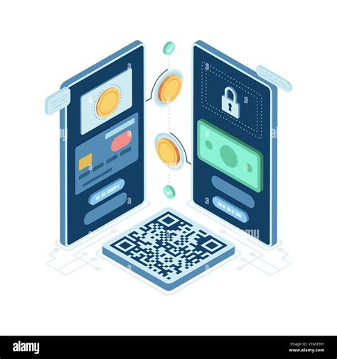 Isometric Digital Payment Security With Mobile Devices And Qr Code Mobile Payment Concept Stock