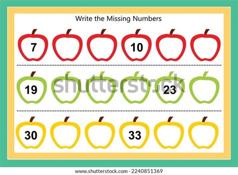 Write Missing Number Worksheet Random Missing Stock Vector Royalty