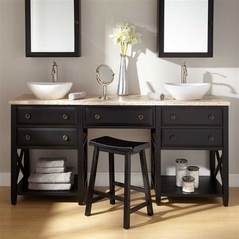 Double Sink Bathroom Vanity With Makeup Area Mugeek Vidalondon