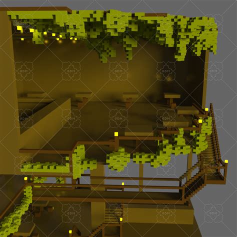 D Voxel Three Floor Cafe Gamedev Market
