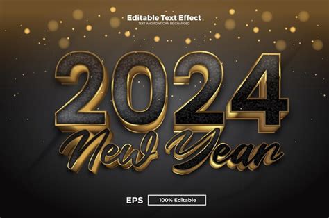 Effet De Texte Modifiable Du Nouvel An 2024 Dans Un Style Tendance