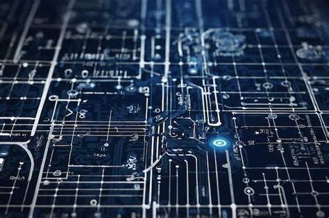 Tech Blueprint Style With Digital Code Elements Premium Ai Generated
