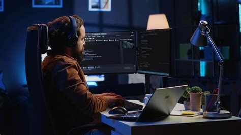 Engineer Typing Code In Apartment Office Using Javascript Programming