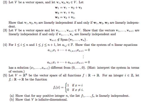 Solved 2 Let V Be A Vector Space And Let V1 V2 V3 Ev