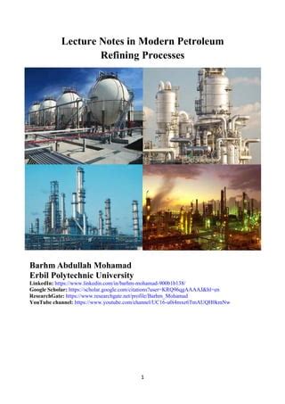 Lecture Notes In Modern Petroleum Refining Processes PDF
