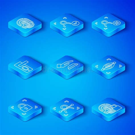 Set Line Fingerprint With Lock Palm Recognition Face Eye Scan