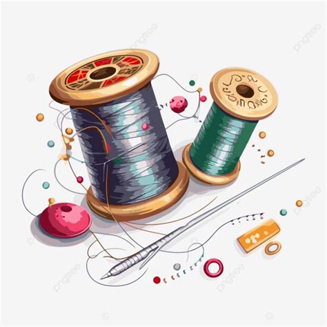 Needle And Thread Vector Sticker Clipart Different Sewing Equipment In An Illustration Cartoon