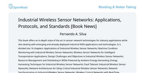 Industrial Wireless Sensor Networks Applications Protocols And Standards Book News
