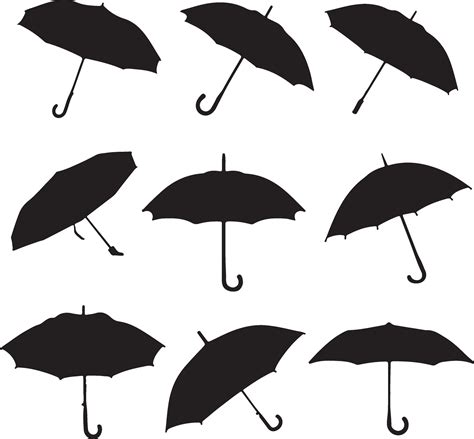 A Set Of Nine Black Umbrellas On A White Background 47510536 Vector Art
