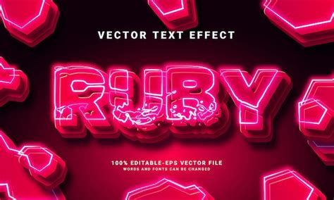 premium vector editable text effect ruby text
