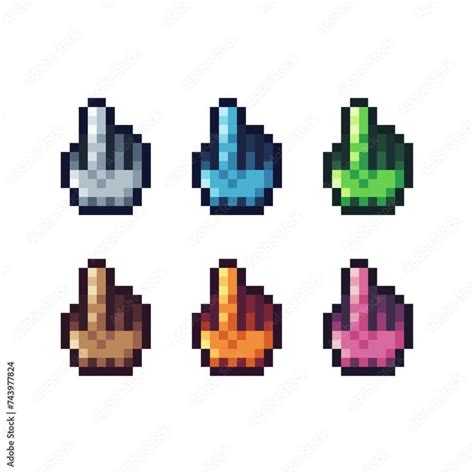 Pixel Art Sets Icon Of Hand Click In Variation Color Pixel Art Easy Pixel Art Art Icon