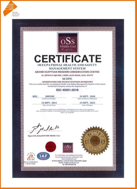 Occupational Health And Safety Iso 45001 Oss Middle East Certification