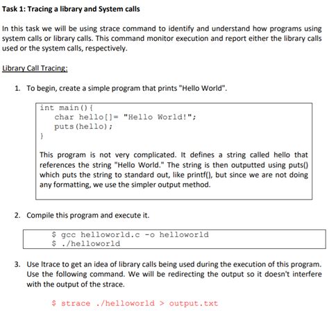Solved Task Tracing A Library And System Calls In This Chegg