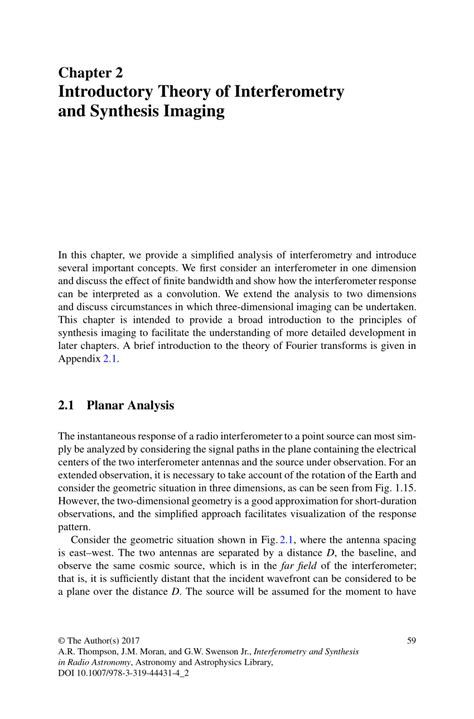 Pdf Introductory Theory Of Interferometry And Synthesis Imaging