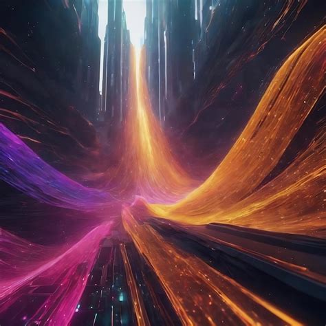 Premium Photo Digital Cyberspace Futuristic Particles Wave Flowing