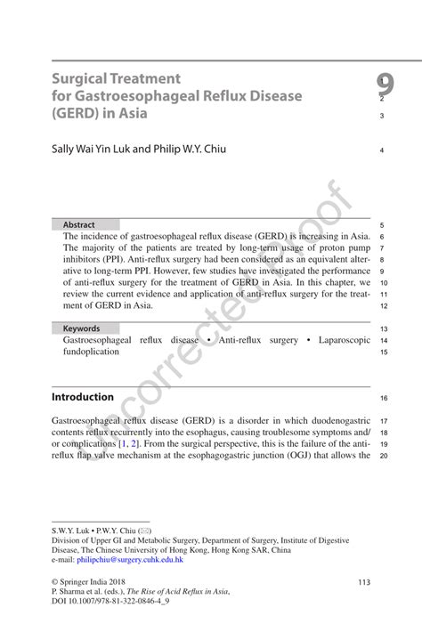 Pdf Surgical Treatment For Gastroesophageal Reflux Disease Gerd In Asia