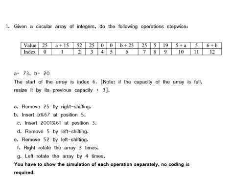Solved 1 Given A Circular Array Of Integers Do The