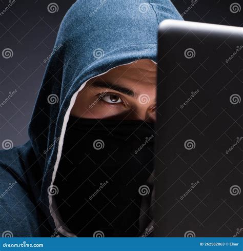 computer hacker working in dark room stock image image of code