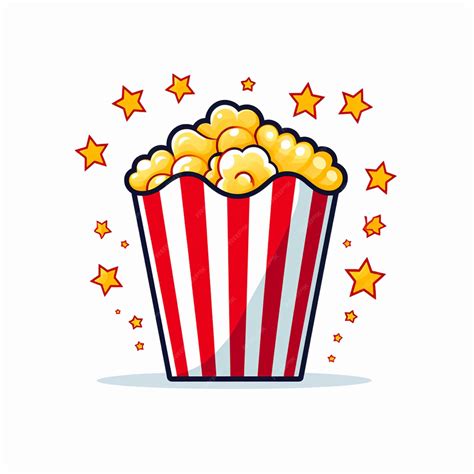 Premium Vector A Red And White Striped Box Of Popcorn