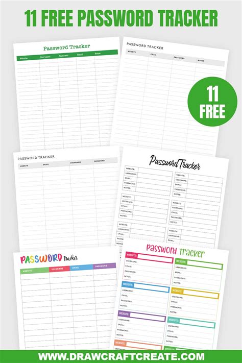 Password Tracker Printable 11 Free Templates Draw Craft Create