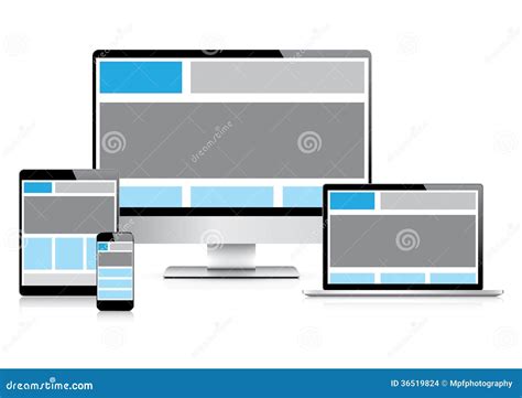 Fully Responsive Web Design With Electronic Device Stock Vector