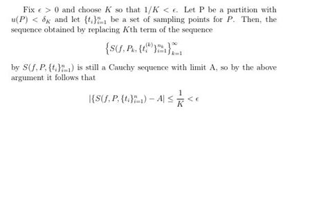 Real Analysis Question About Cauchy Criterion For Riemann Integrability Mathematics Stack