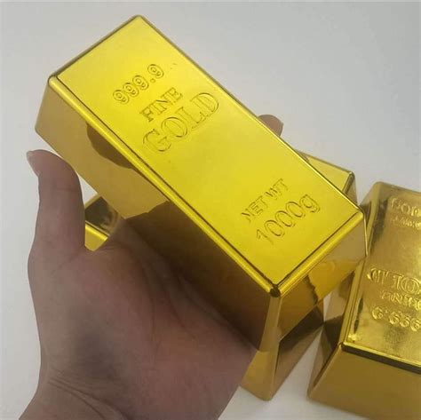 Nuobesty Gold Bullion Bar Door Stopper Fake Gold Brick Paperweight Gold