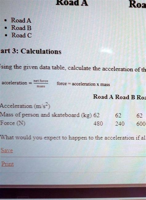Road A Roa • Road A • Road B • Road C Art 3 Calculations Using The