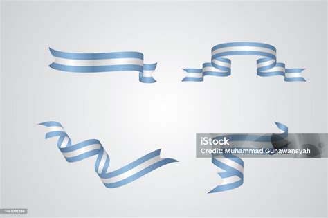 독립 기념일 축하 장식을 위한 아르헨티나 국가의 팔레트 색상이 있는 깃발 리본 아르헨티나 국기에 대한 스톡 벡터 아트 및 기타 이미지 아르헨티나 국기 리본 벡터
