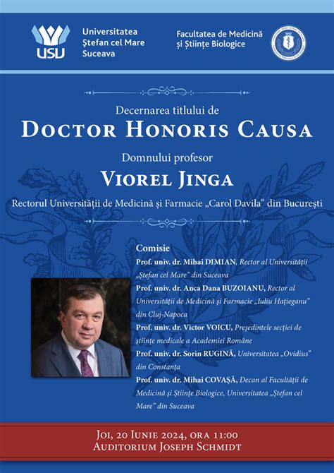 Posttitleusv Acordă Titlul De Doctor Honoris Causa Domnului Prof