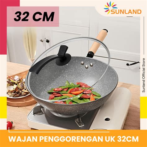 Jual SUNLAND Wajan Maifan Fry Pan Batu Medis Ukuran Cm Penggorengan Anti Lengket Dengan Tutup