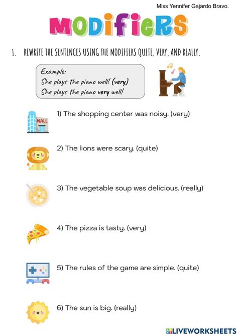 Modifiers Very Free Interactive Worksheets 3962355