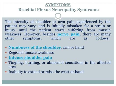 Ppt Brachial Plexus Neuropathy Syndrome Causes Symptoms Daignosis And Treatment Powerpoint
