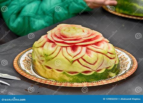 Carving Sculptures From Watermelonsartists Create Works Of Art Stock
