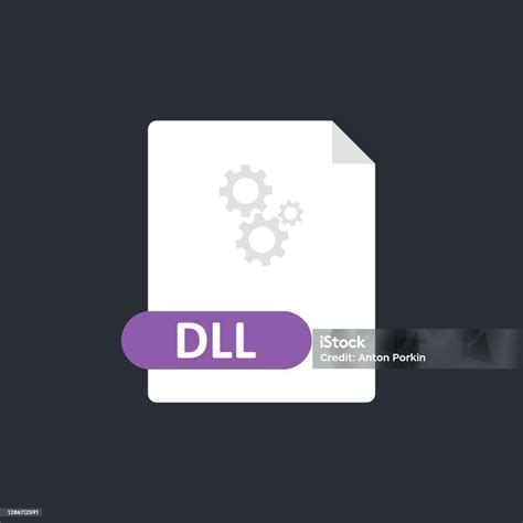 Dll 파일 아이콘 동적 링크 라이브러리 형식 파일입니다 기어 아이콘 벡터 0명에 대한 스톡 벡터 아트 및 기타 이미지 0명
