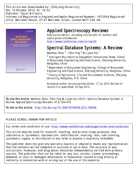 PDF Spectral Database Systems A Review