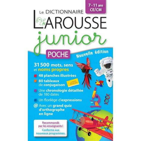 DICTIONNAIRE LAROUSSE JUNIOR POCHE Rentrée Scolaire 2022 2023