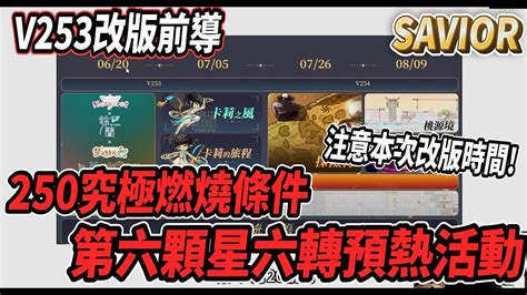 【新楓之谷 Savior改版前導介紹】大家請注意這次的改版時間！250燒的基本條件以及獎勵限制💪六轉預熱活動第六顆星75開始介紹🔥