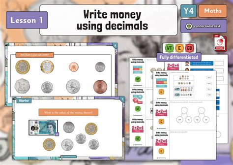 Year 4 Money Write Money Using Decimals Lesson 1 Grammarsaurus