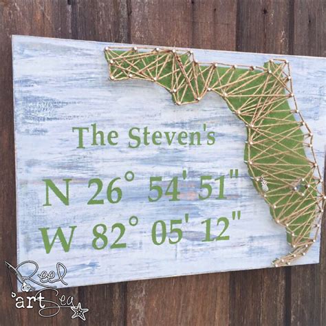 Custom Coordinates Longitude Latitude State String Art Etsy