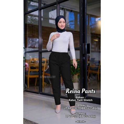 Jual Reina Pants Celana Kerja Kantor Wanita Bahan Katun Twill Stretch