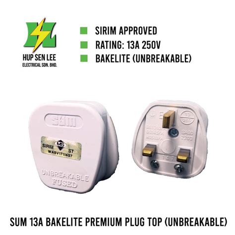 Sum 13a Bakelite Premium Plug Top Sirim Unbreakable