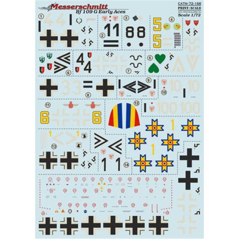 Messerschmitt Bf 109 G Early Aces 72 166 Buy Scale Model Decals Scale 172