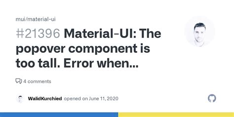 Material Ui The Popover Component Is Too Tall Error When Using Menu