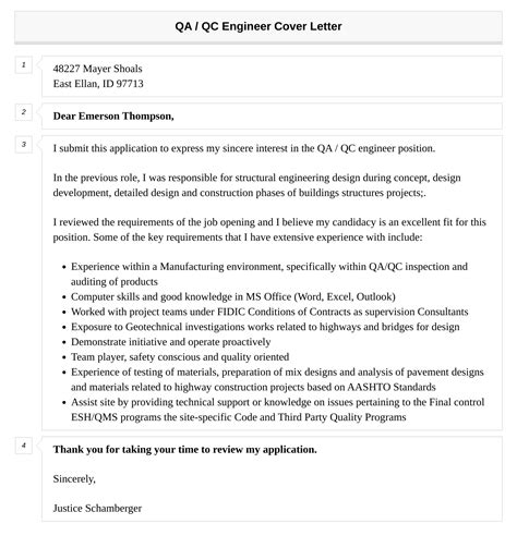QA QC Engineer Cover Letter Velvet Jobs QA QC Engineer Cover Letter Velvet Jobs