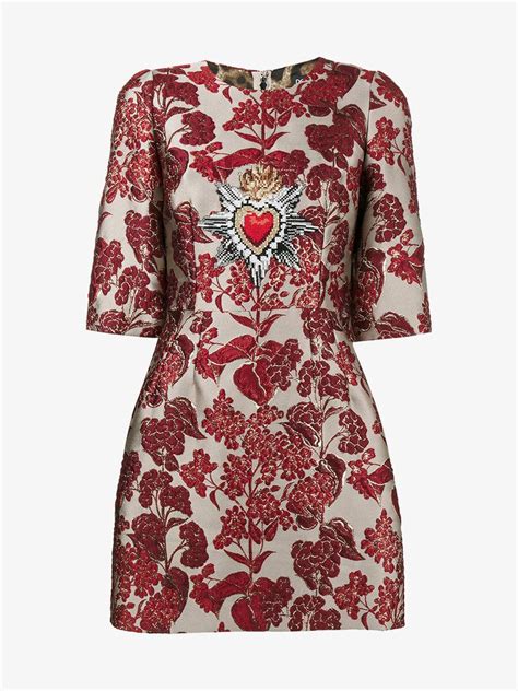 Dolce And Gabbana Floral Embroidered Mini Dress In Jacquard Modesens